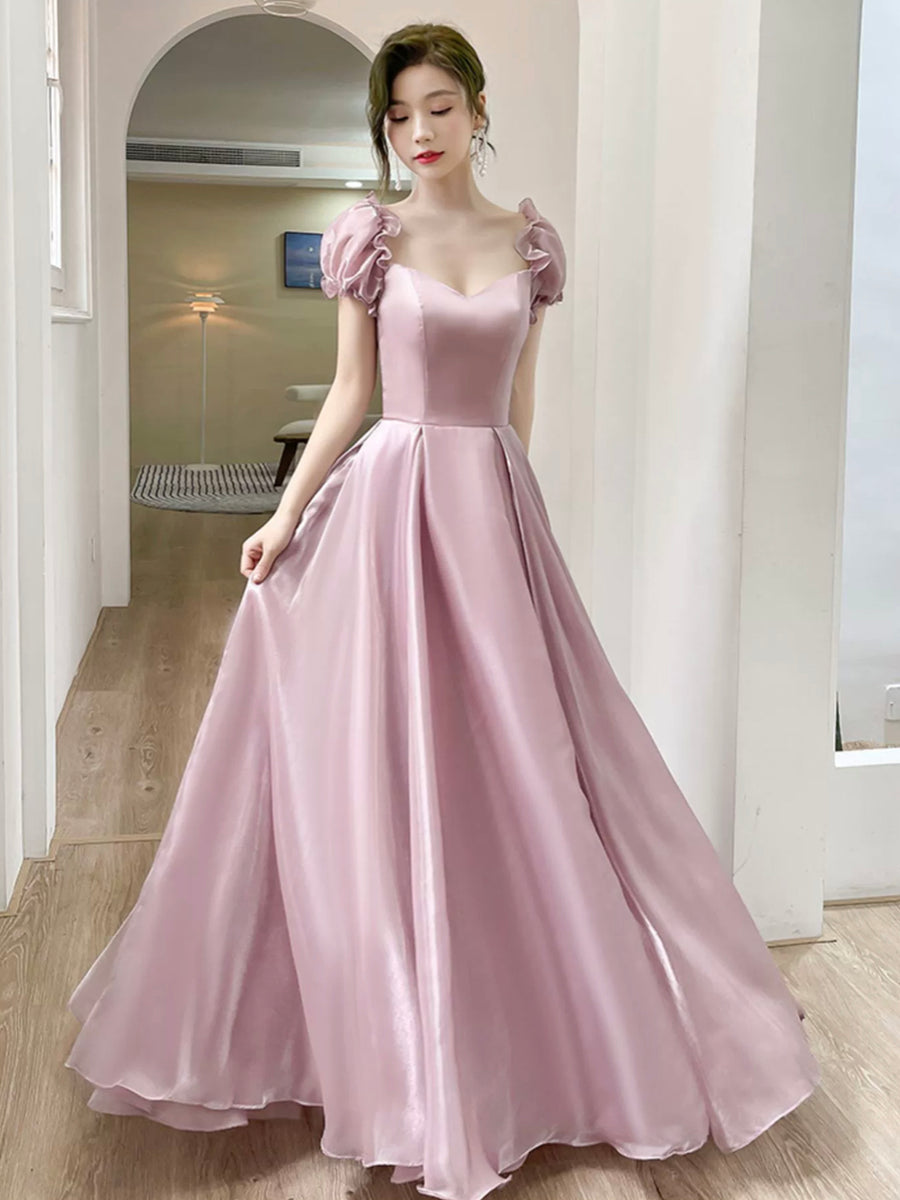 Beautiful Soft Pink Long Party Dress, Tulle A-Line Evening Prom Dress ...